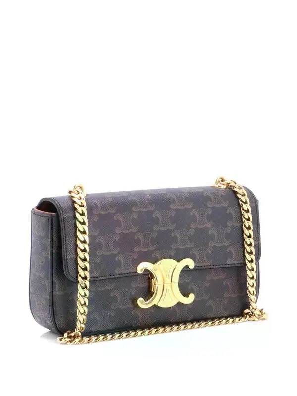 Celine Triomphe Chain Shoulder Bag In Coated Canvas