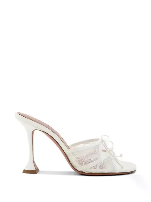 Amina Muaddi Eleonora Lace Sandals - White