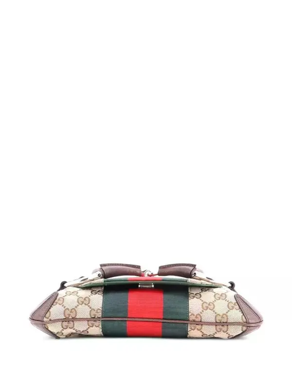 Gucci Horsebit Nm Web Chain Clutch Gg Canvas Small Shoulder Bag - Brown