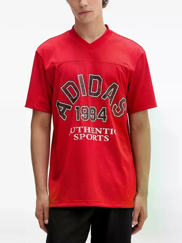 Adidas V-neck Sports T-shirt - Red