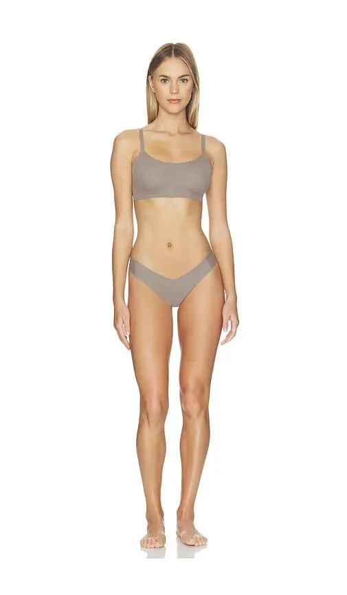 Commando Cotton Rib Scoop Bralette In Brown