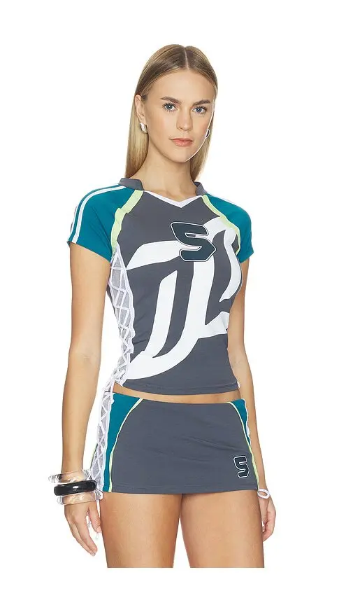 JADED LONDON Lace-up Football Baby Tee