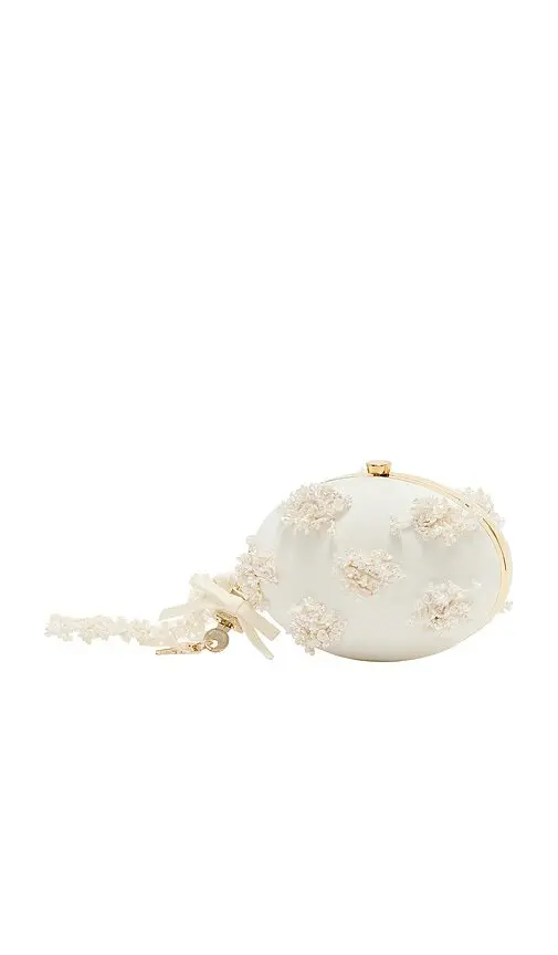SELF-PORTRAIT Satin Floral Beaded Oval Clutch