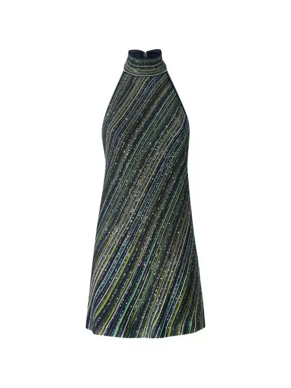 Missoni Sequined Halterneck Mini Dress With Open Back - Green