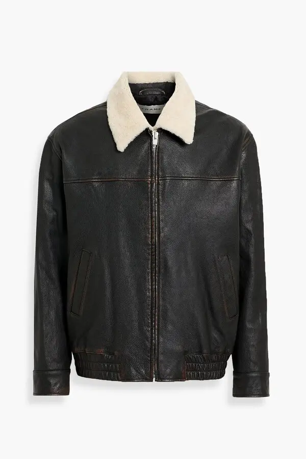 FRAME Shearlingtrimmed Leather Biker Jacket