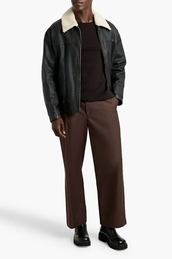 FRAME Shearlingtrimmed Leather Biker Jacket