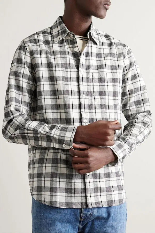 Mr P. Checked Cotton And Linenblend Shirt