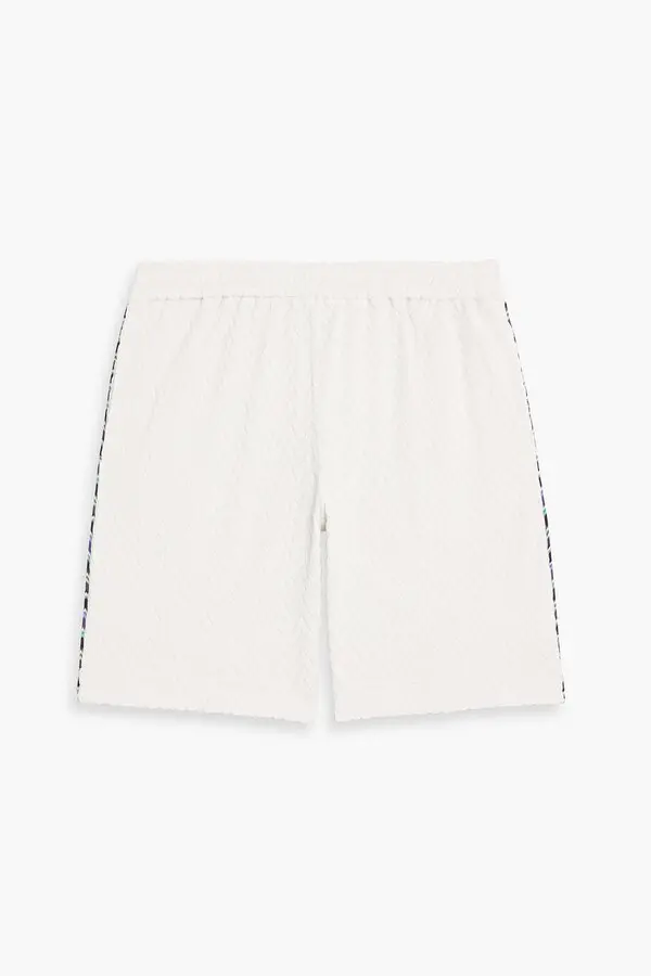 Missoni Crochet Knittrimmed Cottonblend Terry Shorts - Light Gray