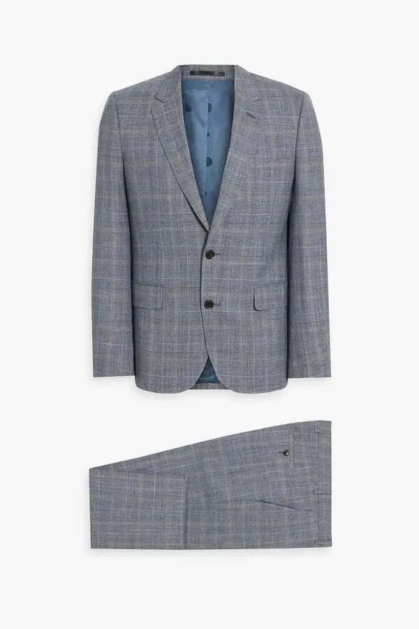 Paul Smith Checked Wool, Silk And Linenblend Suit - Blue