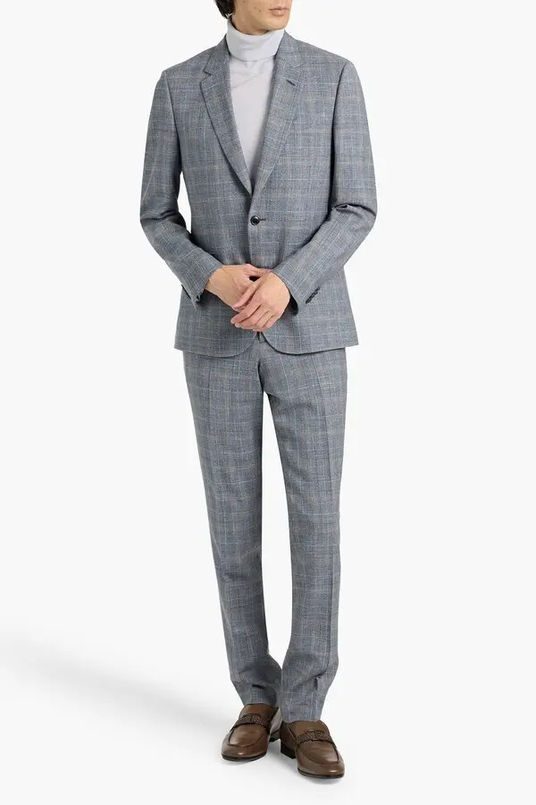 Paul Smith Checked Wool, Silk And Linenblend Suit