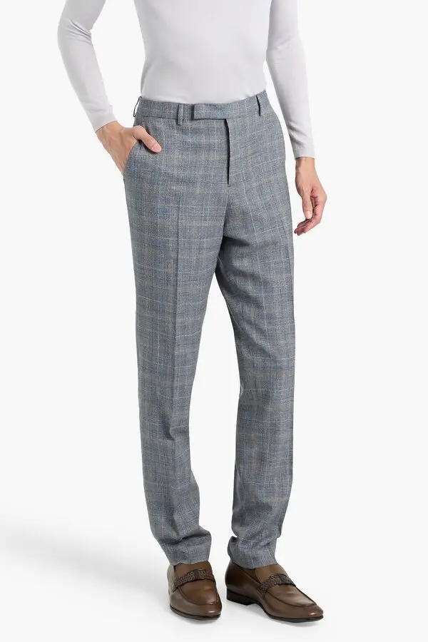 Paul Smith Checked Wool, Silk And Linenblend Suit