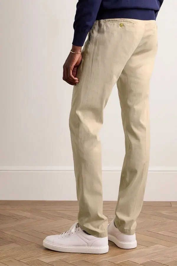 Canali Slim-fit Garment-dyed Stretch Twill Pants