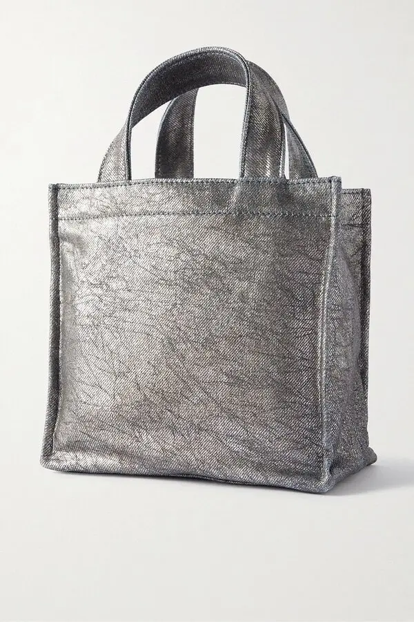 Acne Studios Logoembossed Metallic Denim Tote Bag