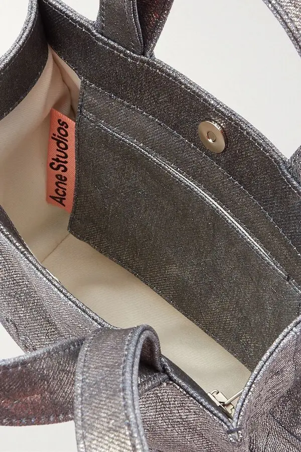 Acne Studios Logoembossed Metallic Denim Tote Bag