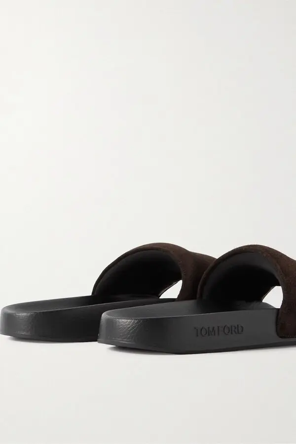 TOM FORD Ricky Logoperforated Suede Slides