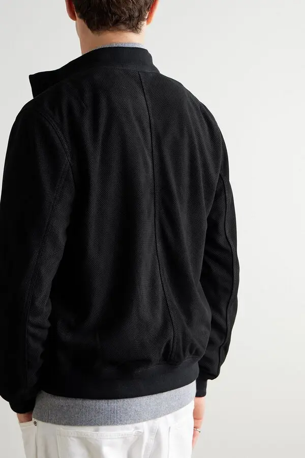 Mr P. Perforated Suede Harrington Jacket - Black