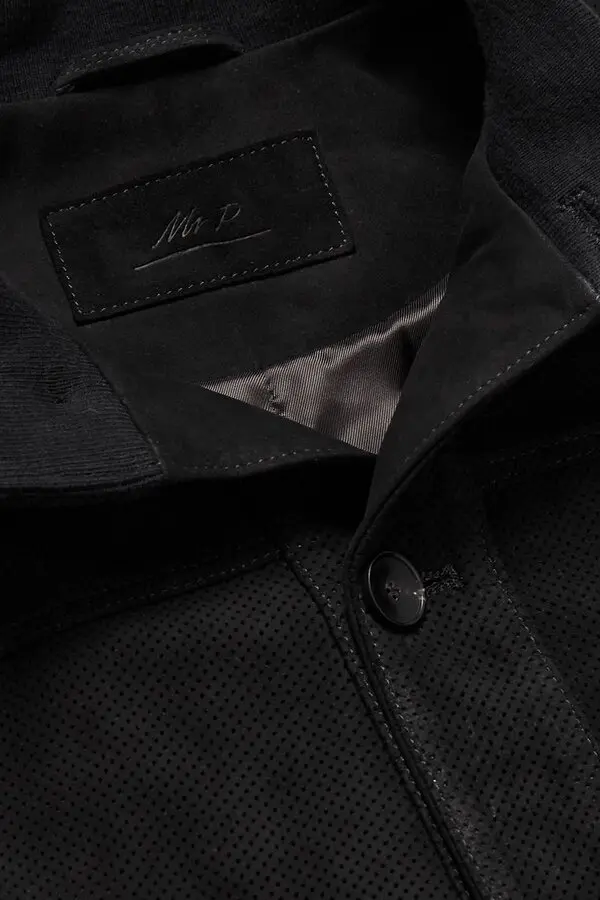 Mr P. Perforated Suede Harrington Jacket - Black