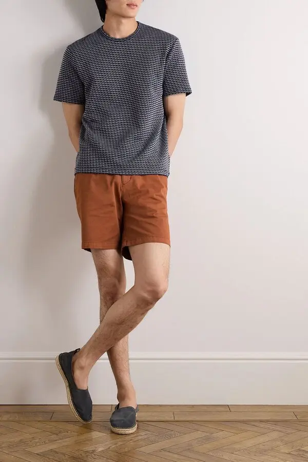 Mr P. Straight-leg Garment-dyed Cotton-blend Twill Shorts