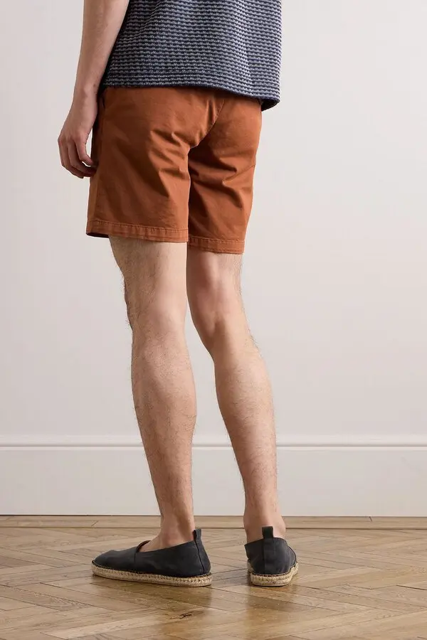 Mr P. Straight-leg Garment-dyed Cotton-blend Twill Shorts