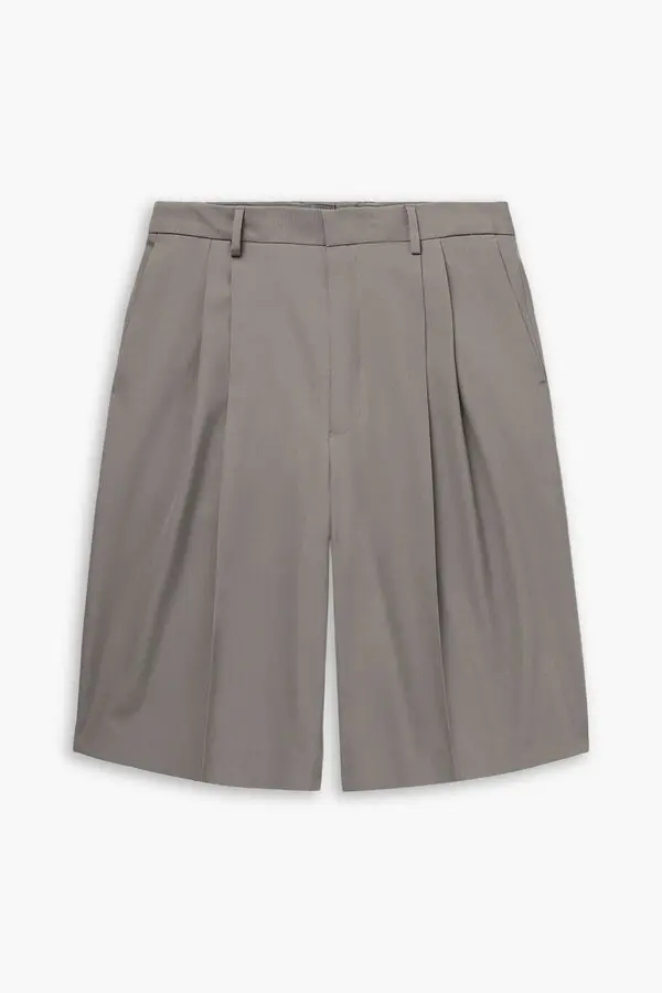 Dries Van Noten Straightleg Pleated Wool Bermuda Shorts