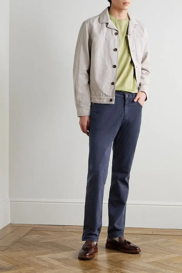 Boglioli Slim-fit Straight-leg Cotton-blend Twill Pants