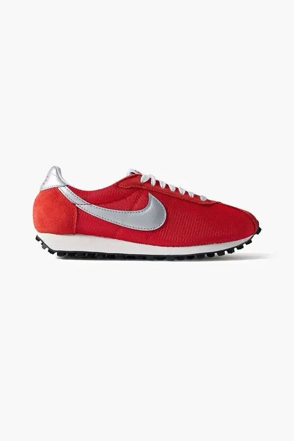 Nike Leather And Suede Trimmed Mesh Sneakers - Red