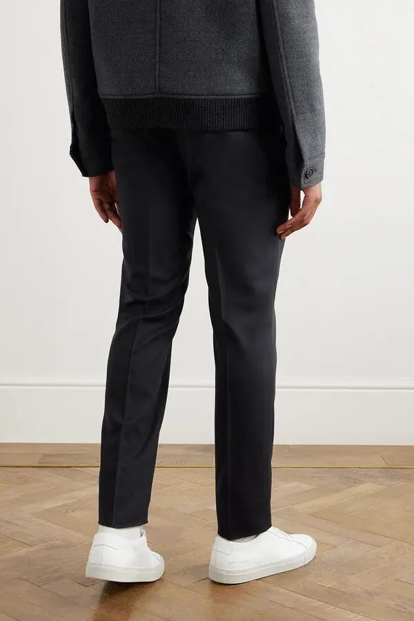 SLOWEAR Venezia 1951 Slim Fit Wool-blend Flannel Trousers - Navy