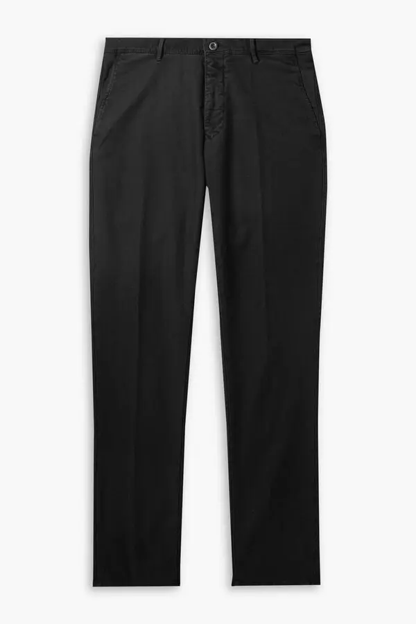 SLOWEAR Slimfit Tricochino Cottonblend Twill Pants - Black