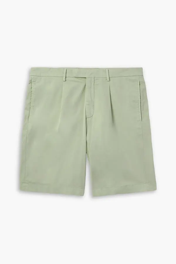 Boglioli Straightleg Pleated Cottonblend Shorts - Mint