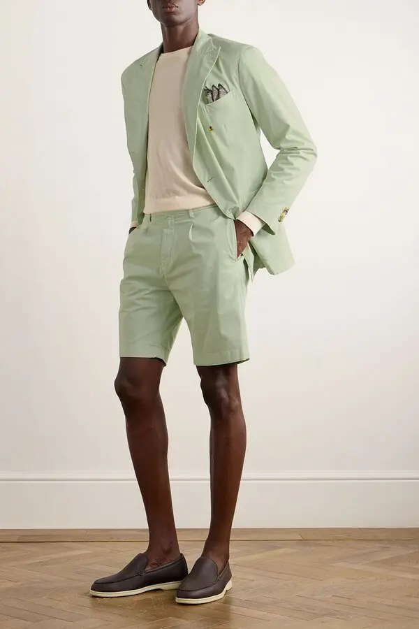 Boglioli Straightleg Pleated Cottonblend Shorts