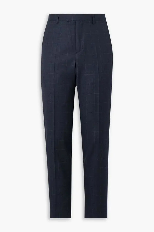 Paul Smith Straightleg Checked Wool Suit Pants - Navy