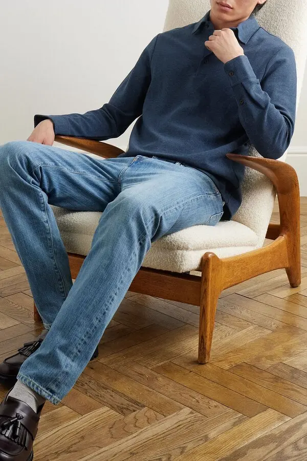 Mr P. Ribbed Cottonblend Polo Shirt