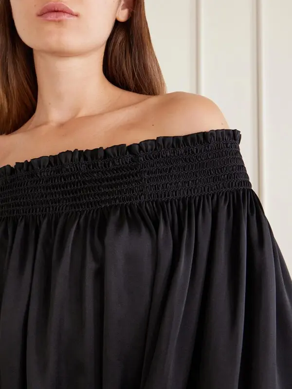 Chloé Off-the-shoulder Gathered Silk-satin Blouse