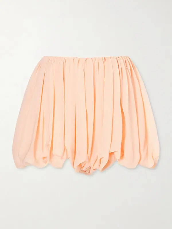 Chloé Pleated Silk-charmeuse Shorts - Orange