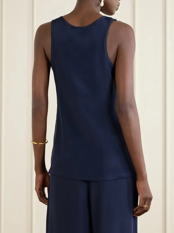 Max Mara Draped Silk Tank - Blue