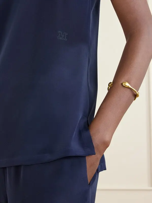 Max Mara Draped Silk Tank - Blue
