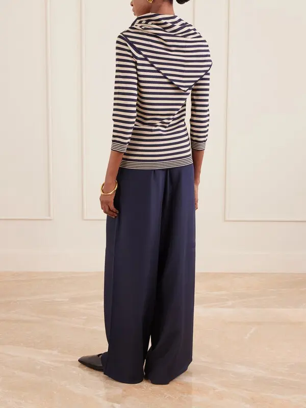 Max Mara Striped Jersey Sweater With Neckline Ties - Black