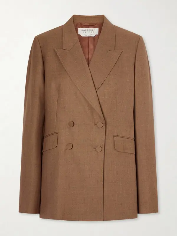 Gabriela Hearst Double-breasted Virgin Wool And Silk Blend Blazer - Brown