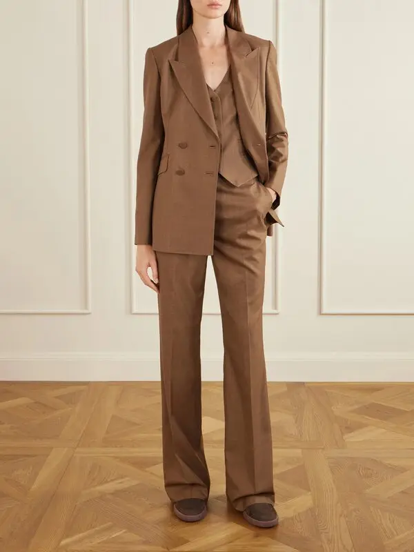 Gabriela Hearst Double-breasted Virgin Wool And Silk Blend Blazer - Brown