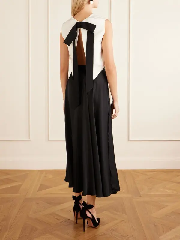 LANVIN Cropped Silk-cady Top With Bow Detail