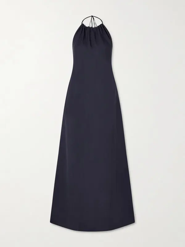 NILI LOTAN Lelia Open-back Halterneck Maxi Dress - Blue