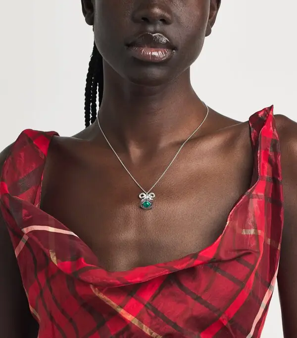 VIVIENNE WESTWOOD Octavie Pendant Necklace With Embellished Bow And Orb Motif