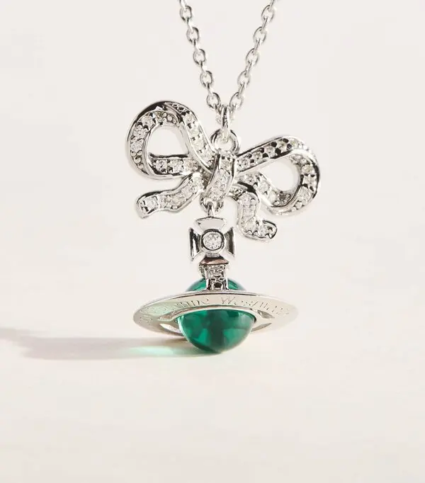 VIVIENNE WESTWOOD Octavie Pendant Necklace With Embellished Bow And Orb Motif