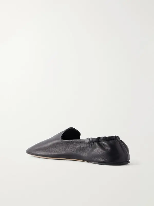 THE ROW Casa Leather Loafers - Black