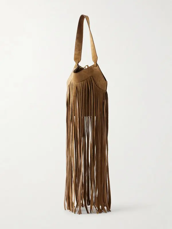 Khaite Lotus Fringed Leather Tote - Brown