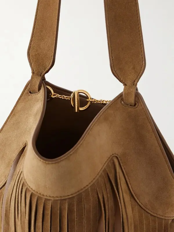 Khaite Lotus Fringed Leather Tote - Brown