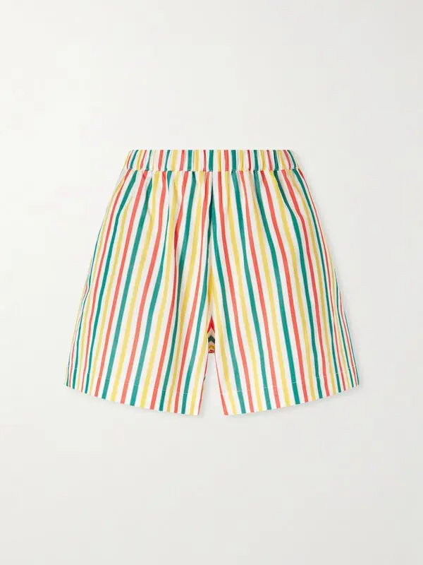 LIDO Striped Cotton-poplin Shorts - Yellow