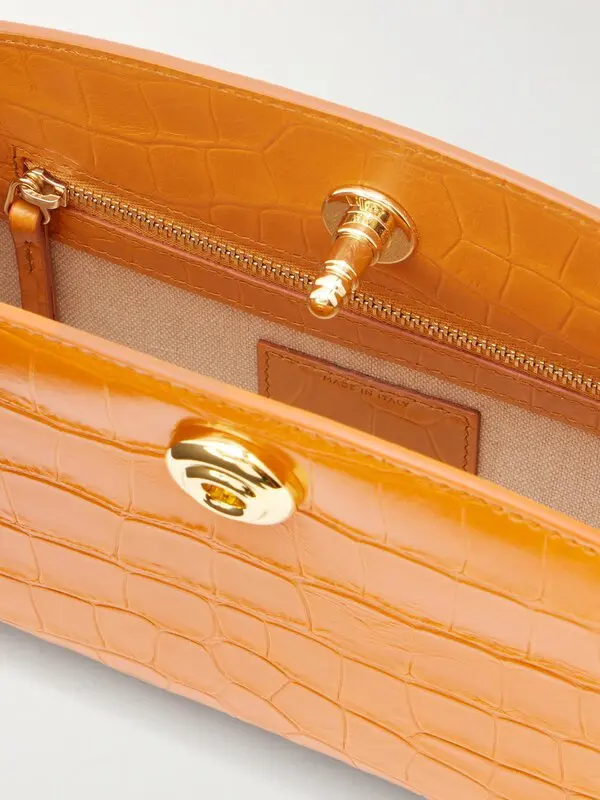 LIFFNER Pushlock Croc-effect Leather Clutch - Orange