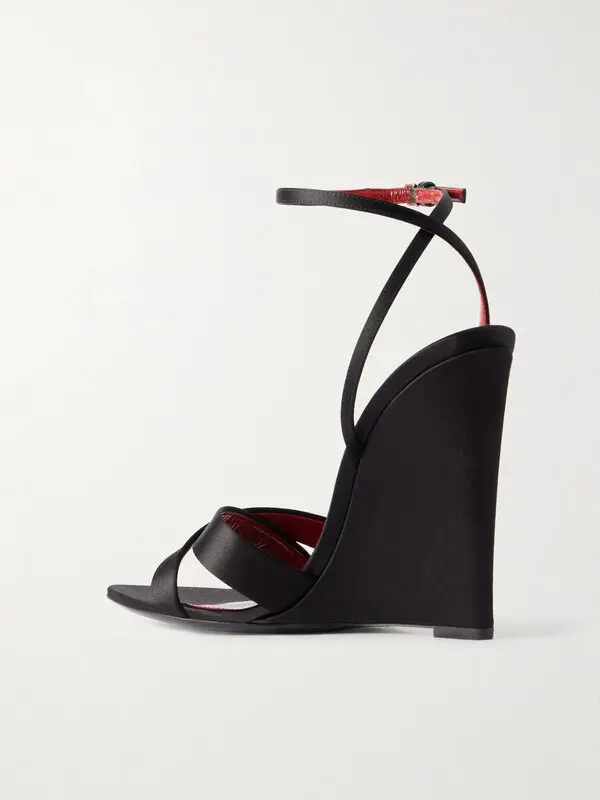 Saint Laurent Lydia Satin Wedge Sandals