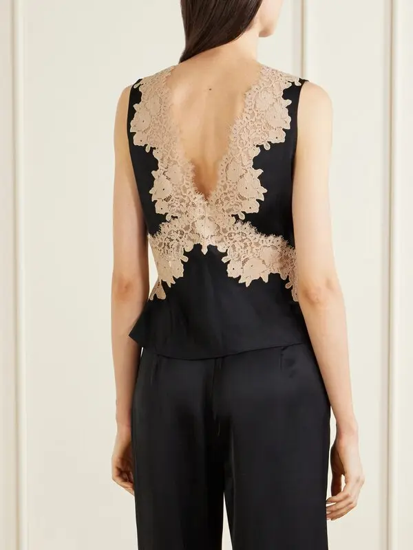 Rixo Emmie Lace-trimmed Satin Top